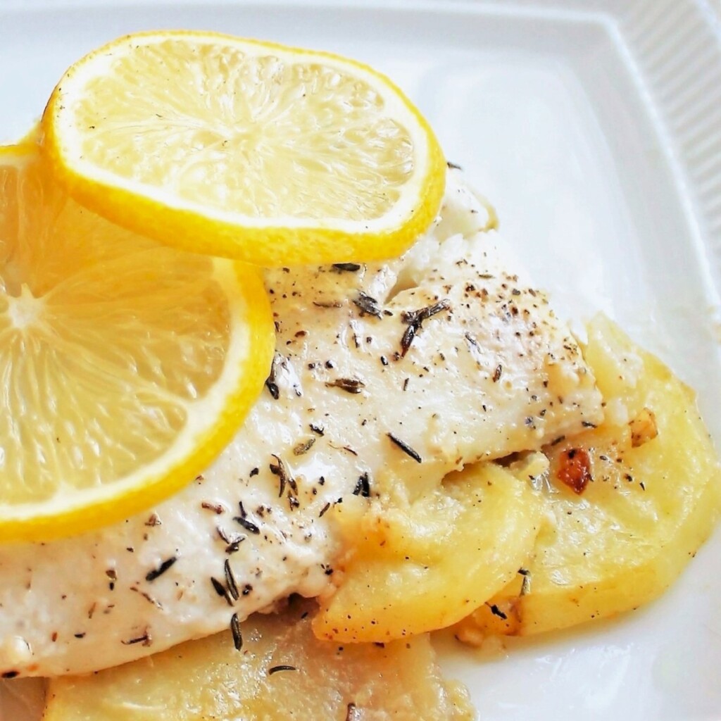 Lemon-Herb Halibut with Crispy Garlic Potatoes – My Recipe Reviews